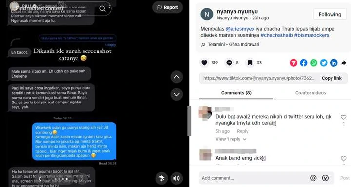 Chaca Thaib Kuliti Ejekan Nyelekit Bisma Rockers soal Anak dan Lepas Hijab