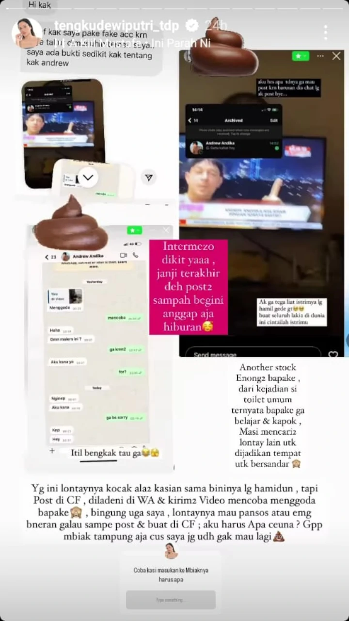 Tengku Dewi Spill Bukti Chat Andrew Andika pada Ani-Ani Demi Nginap Bareng