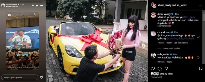 Eks Istri Ko Apex Singgung Cewek Matre usai Dinar Candy Bicara Soal Harta