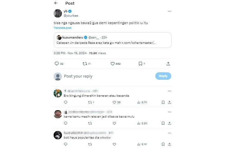 Reza Arap Murka Diejek Fisik Imbas Wajah Dibandingkan Jin BTS