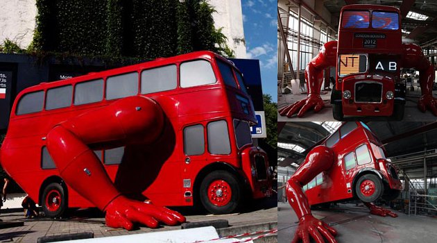 Bus Unik Bentuk Atlit Push-up Meriahkan Olimpiade Inggris