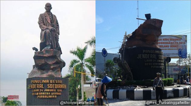 Tak Ada Angin Atau Hujan, Patung Jenderal Sudirman di Purbalingga Roboh