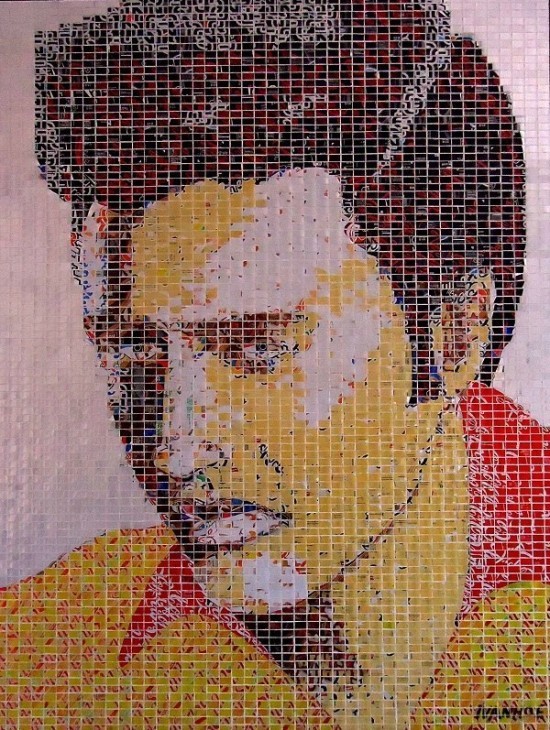 Karya Potret Mozaik dari Kaleng Minuman Bekas