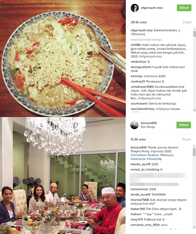 Rossa Bukber di Malaysia, Afgan Batalin Puasa Pakai Mie