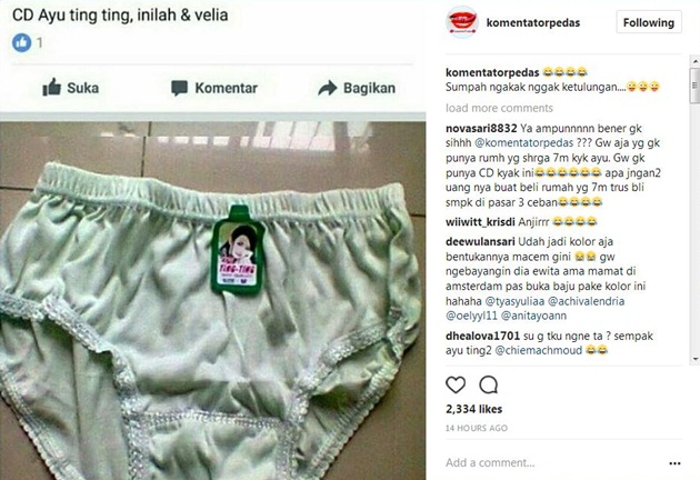 Nama Ayu Ting Ting Dipakai Merek Celana Dalam, Begini Reaksi Heboh Netter