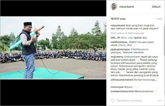 Masih Demam 'Goblin', Ridwan Kamil Ikutan 'Tertusuk' Pedang