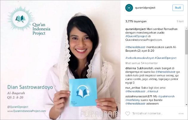 Lantunkan Ayat Suci Alquran, Suara Dian Sastro Bikin Netter Merinding