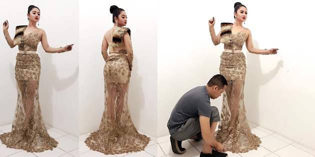 Usai Foto Syur Menyebar, Dewi Persik Tampil Menggoda Pakai Gaun Menerawang