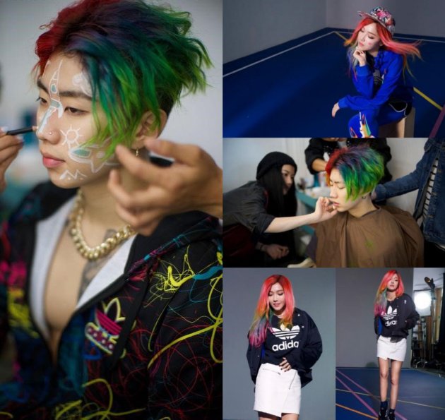 Model Adidas, Begini Gaya Funky Jessica Jung-Jay Park dengan Rambut Pelangi