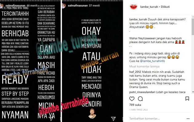 Salmafina Sunan Ngamuk Dituding Berhijab Gara-Gara Taqy Malik, Netter Tak Percaya