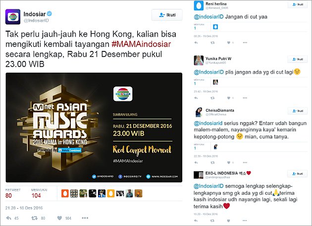 MAMA 2016 Bakal Ditayangkan Ulang, Fans Minta Ini ke Indosiar