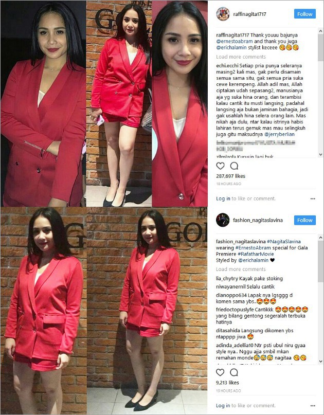 Nagita Pamer Paha Putih Mulus dan Hot Serba Merah, Fans: Awas Ditiru Ayu Ting Ting