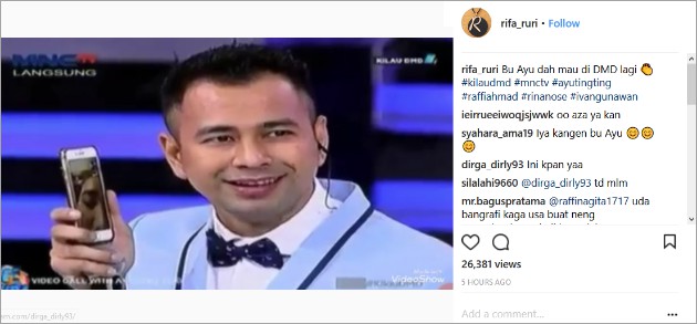 Raffi Video Call dan Kiss Bye ke Ayu Ting Ting, Fans Nagita Kesal