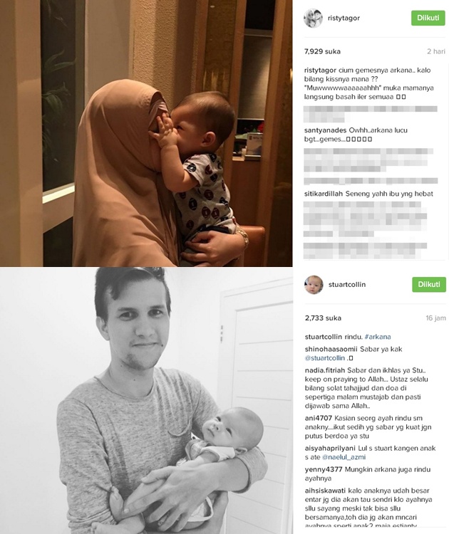Risty Tagor Pamer Foto Arkana, Stuart Collin Baper Kangen Anak