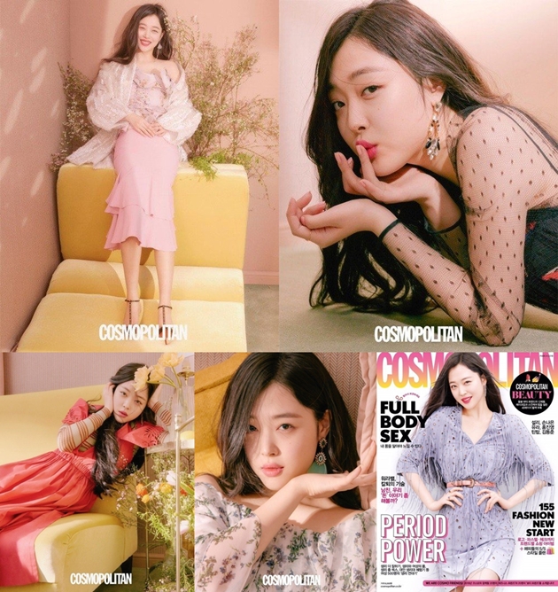 Jadi Model Sampul, Sulli Pose Cantik dan Seksi di Foto-Foto Ini