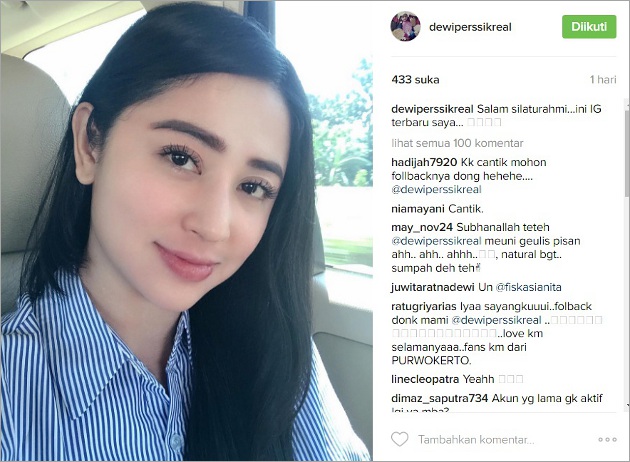 Usai Heboh Foto Syur, Dewi Persik Pamer Akun Instagram Baru